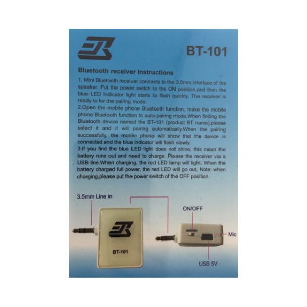 TRANSMISOR BLUETOOTH RECARGABLE BT-101 – Electronica Remberg